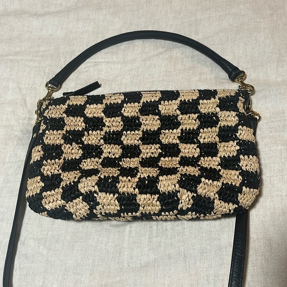 Clare V | Bags | Clare V Petit Moyen Black Natural Checker Raffia ...